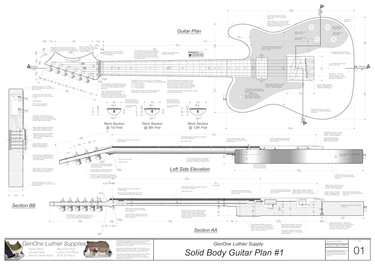 Solid Body Electric Guitar Plans - GenOne Luthier Services