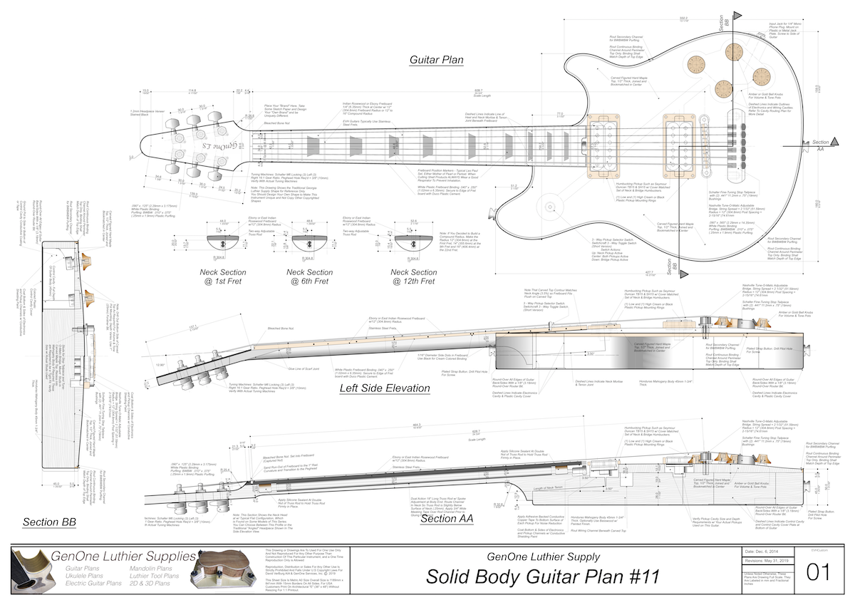 Solid Body Electric Guitar Plans - GenOne Luthier Services