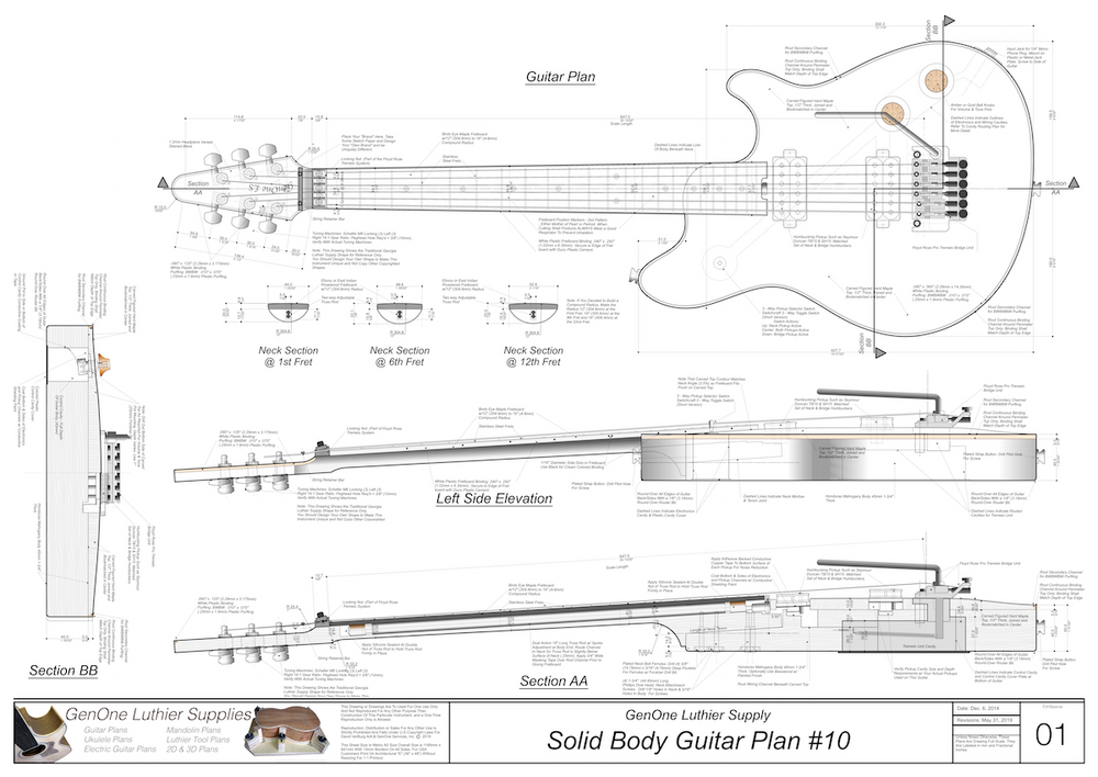 Solid Body Electric Guitar Plans - GenOne Luthier Services