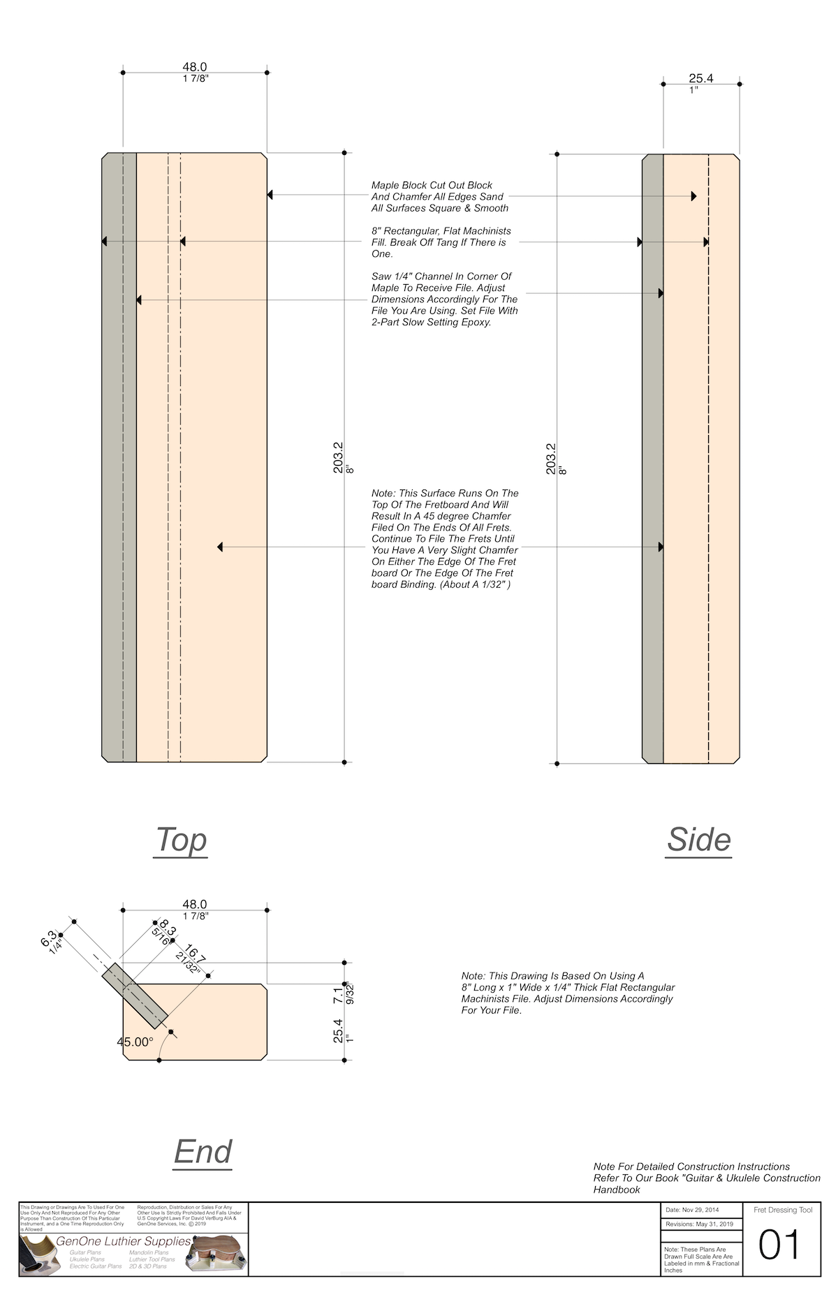 Fret Dressing Tool - GenOne Luthier Services
