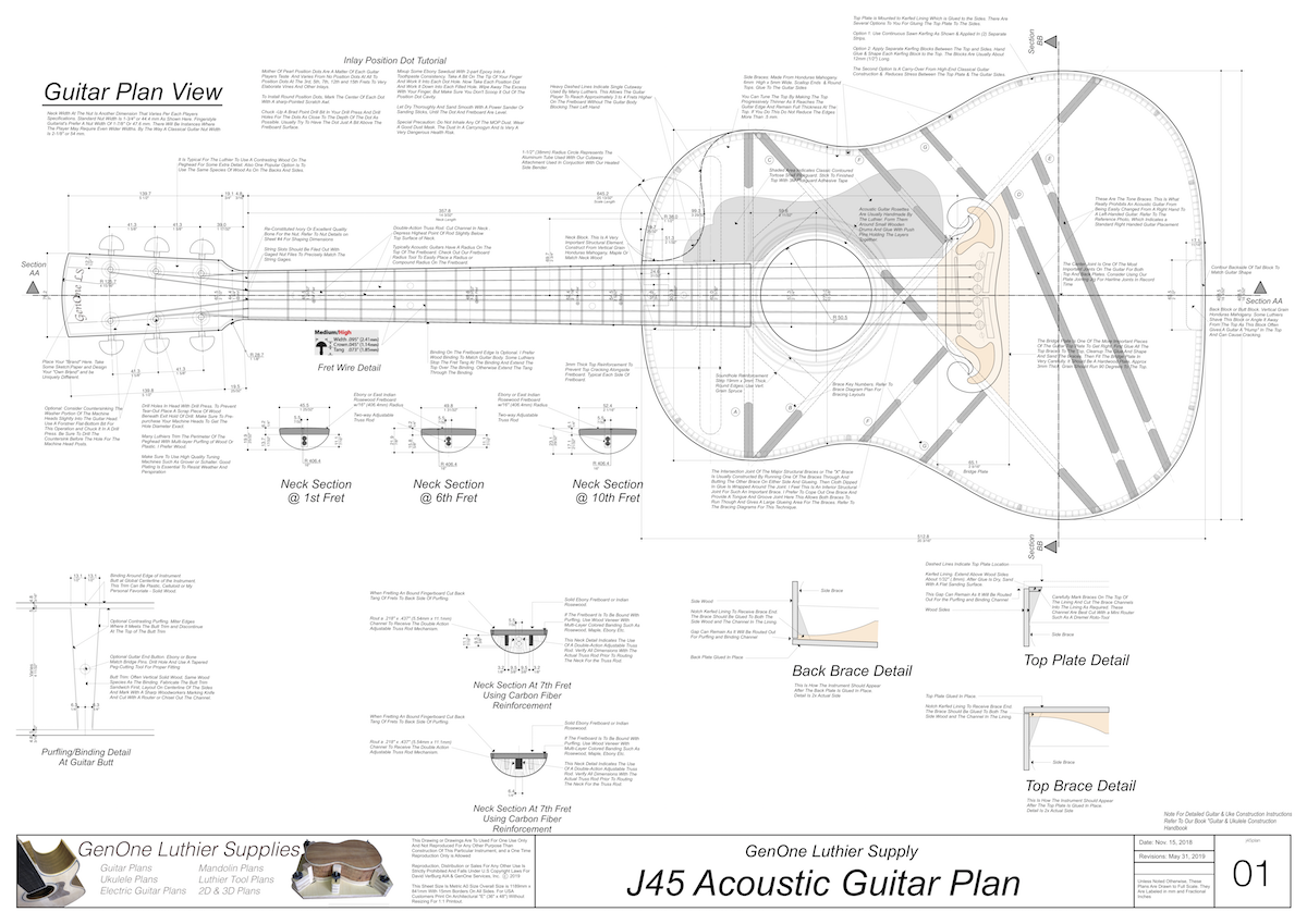 6-String Acoustic Guitar Plans - GenOne Luthier Services