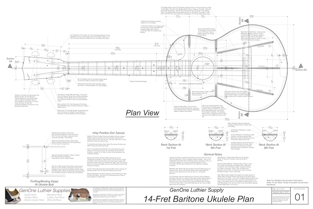Baritone Ukulele Plans - GenOne Luthier Services