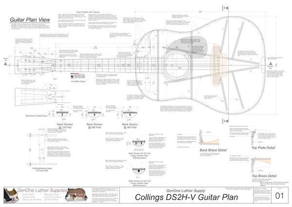 Collings DS2H V Brace Guitar Plans - GenOne Luthier Services