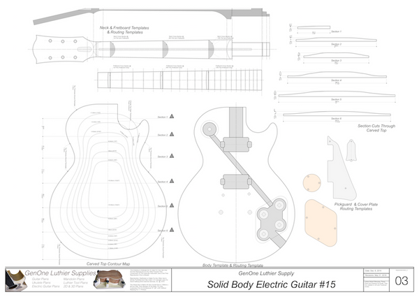 Solid Body Electric Guitar #15 2D CNC Files - GenOne Luthier Services