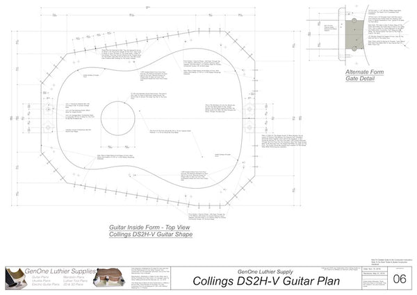 Collings DS2H V-Brace Guitar Plans Form Package - GenOne Luthier Services